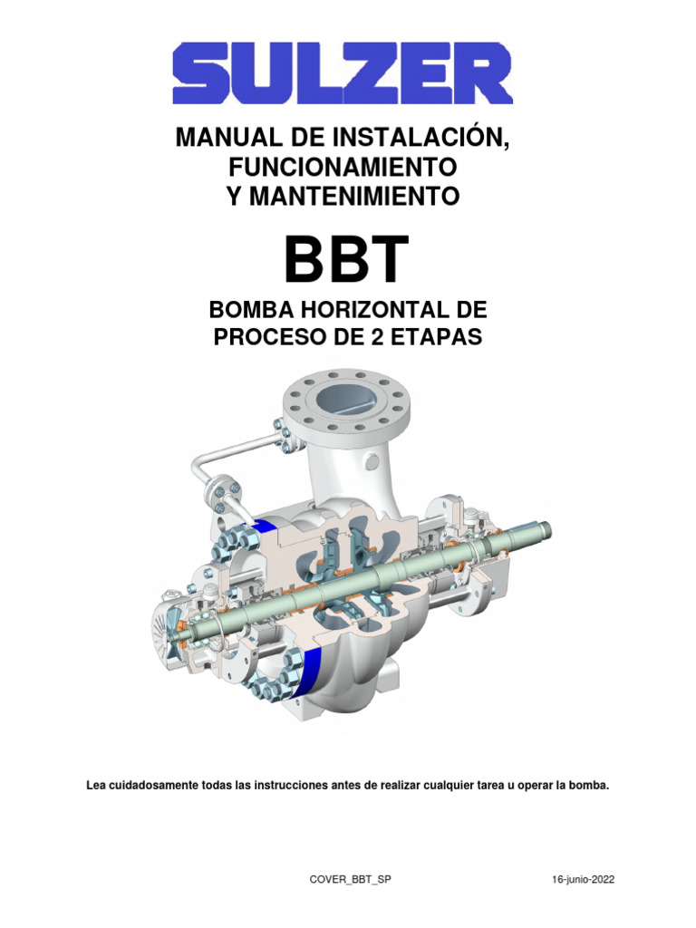 Manual de La Bomba BBT | PDF | Rodamiento (Mecánico) | Bomba