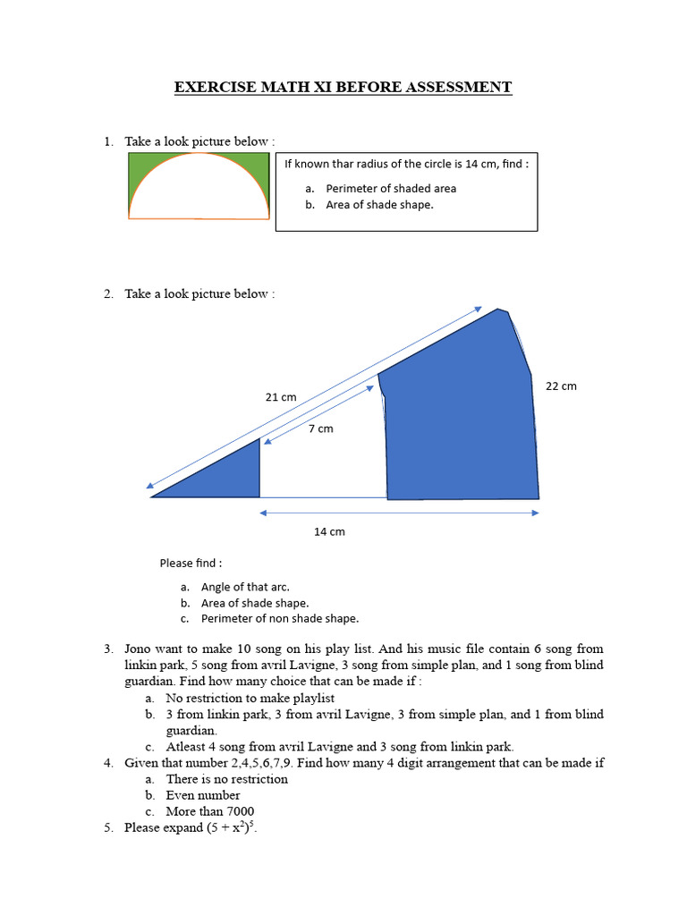 Exercise Math Xi Before Assessment | PDF