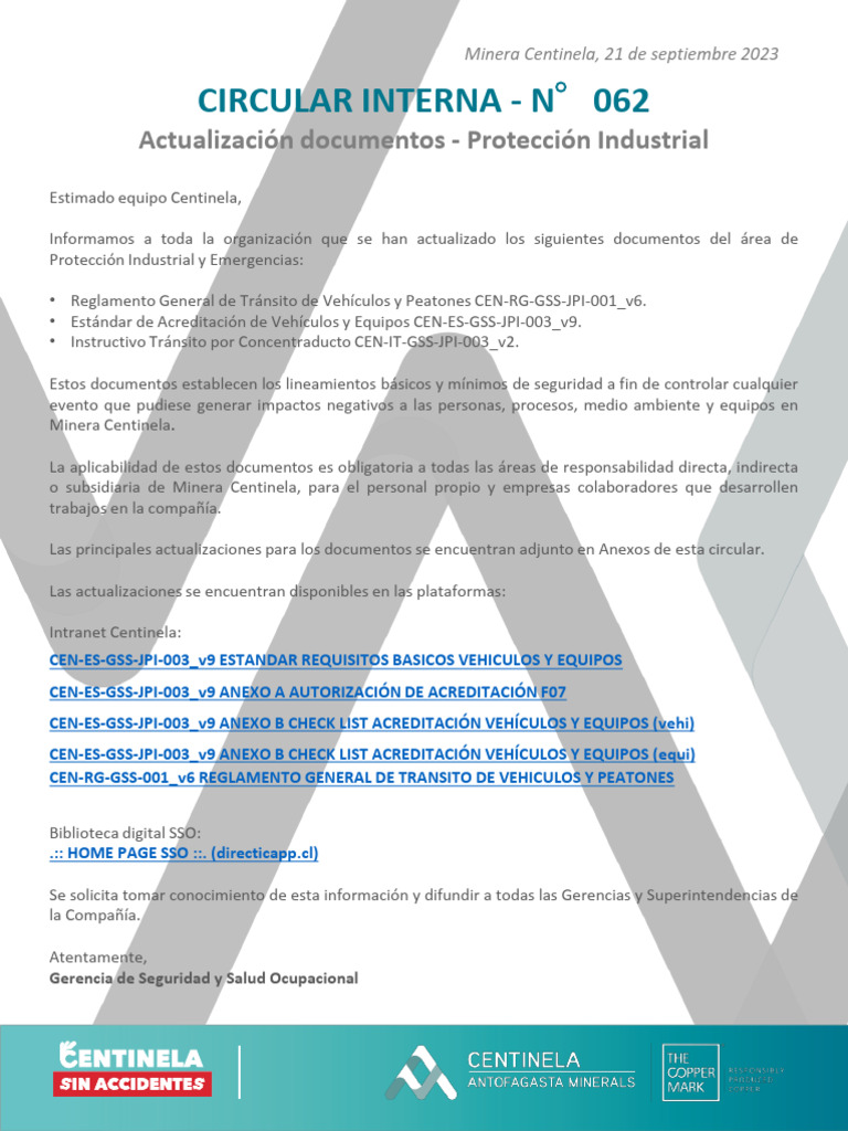 Circular Interna 62 - Actualización Documentos PI | PDF | Licencia de ...