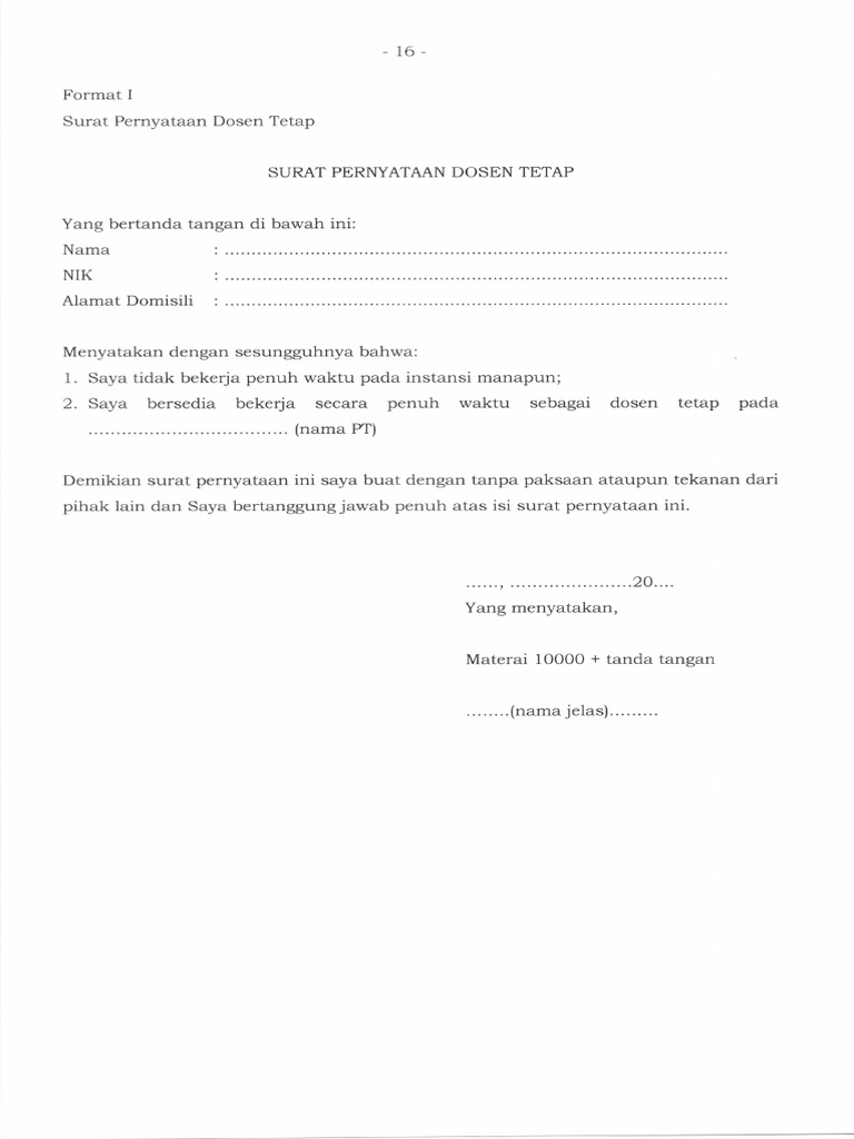 Surat Pernyataan Dosen | PDF