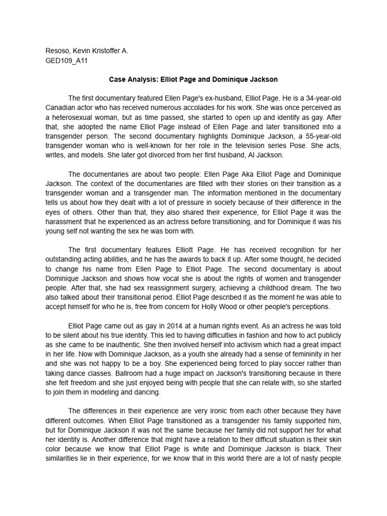 GED109 - Case Analysis - Resoso | PDF | Transgender | LGBTQIA+ Studies