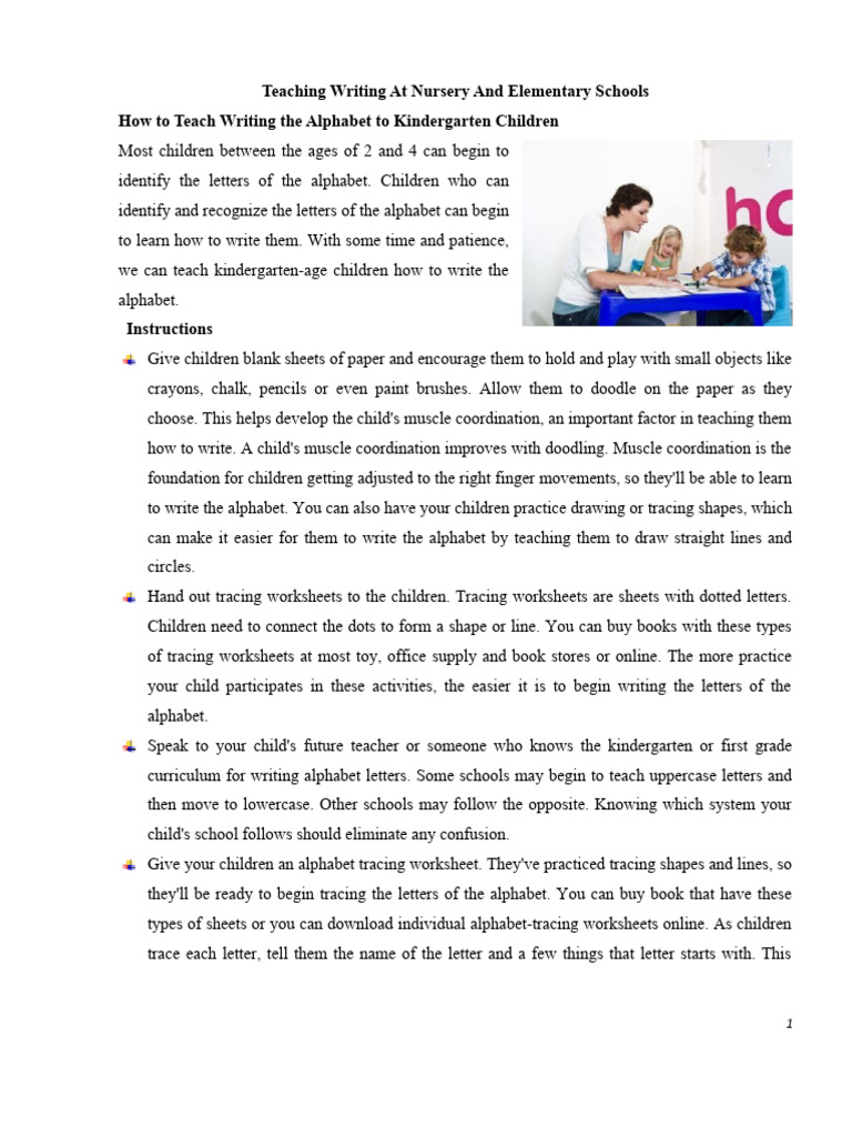 Teaching Writing Skills in Nursery | PDF | Preschool | Linguistics