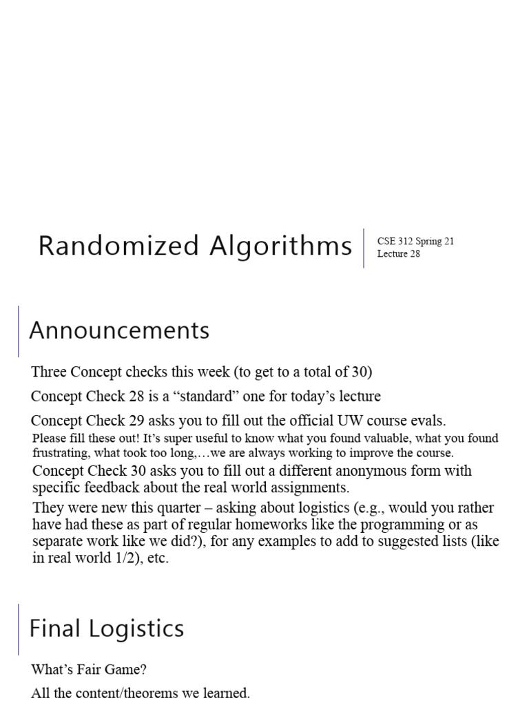 28 Randomized Algorithms | PDF | Applied Mathematics | Algorithms 28 Randomized Algorithms | PDF | Applied Mathematics | Algorithms