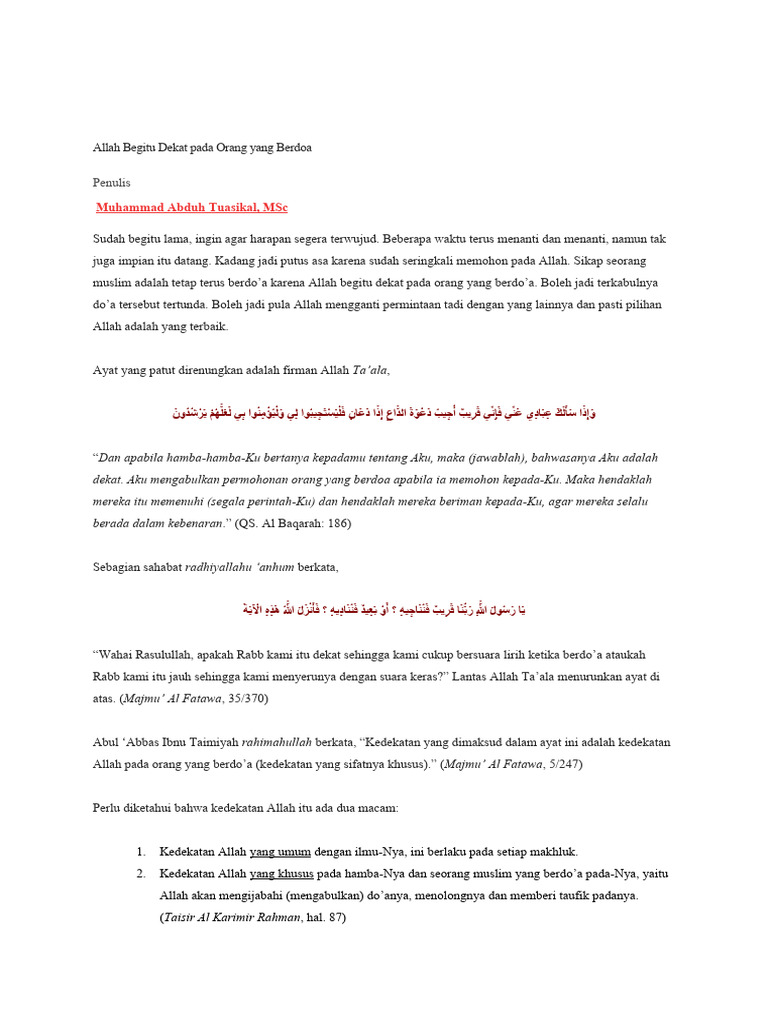 Pengertian Dan Adab Berdoa | PDF