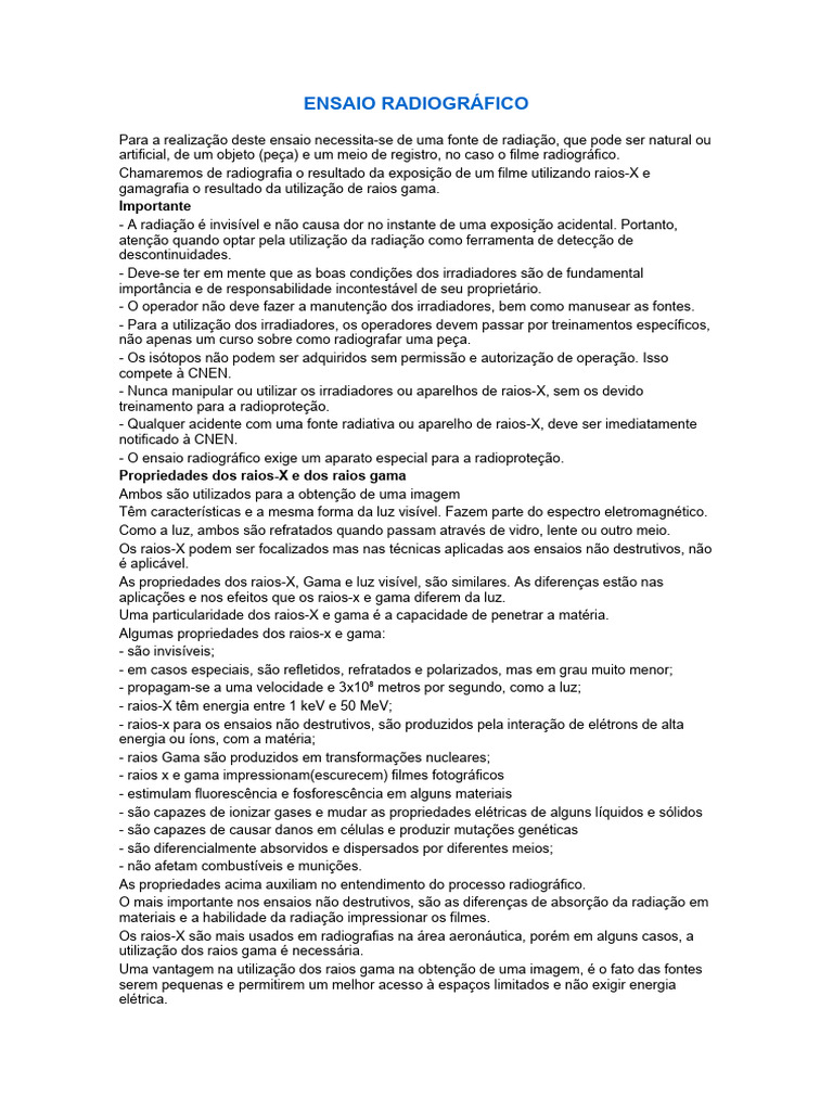 Ensaio Radiográfico | PDF | Elétron | Raio X