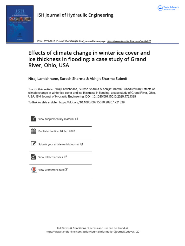 Niraj Lamichhane Et Al., 2020 - Effects of Climate Change in Winter Ice Cover and Ice Thickness ...