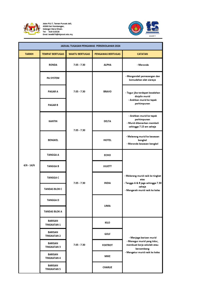 Jadual (Pagi) | PDF