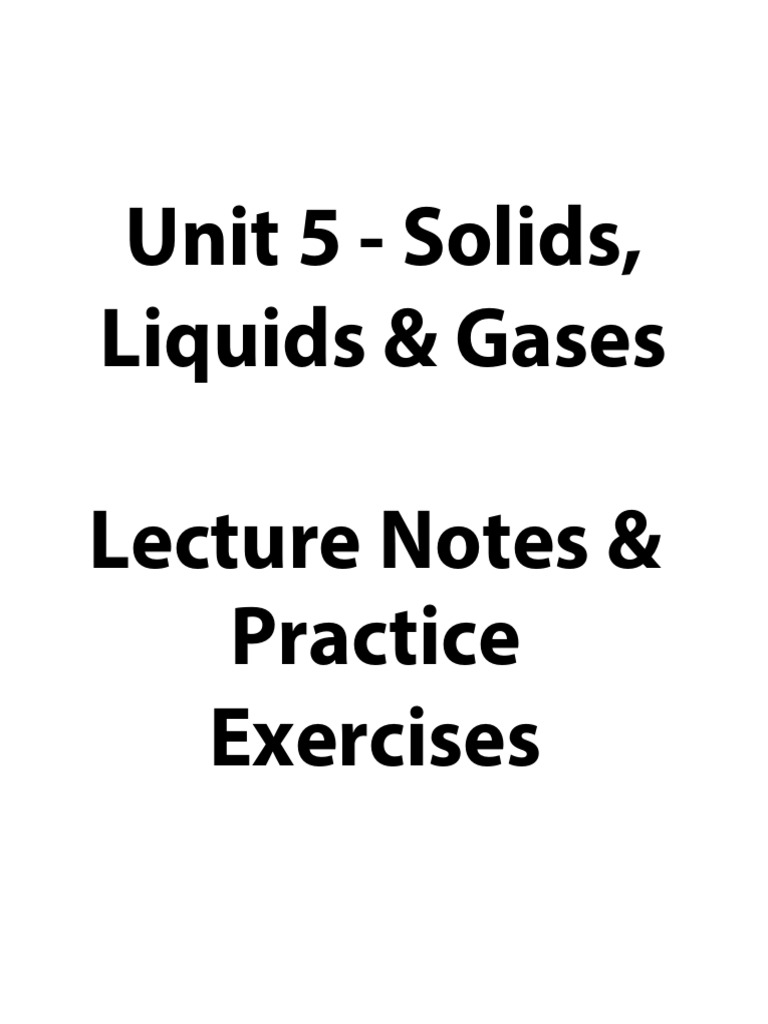 Unit 5 Lecture Notes Practice Exercises School Pdf Gases Pressure
