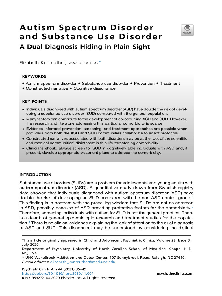 Autism and Substance Use Disorder Risks | PDF | Autism Spectrum ...