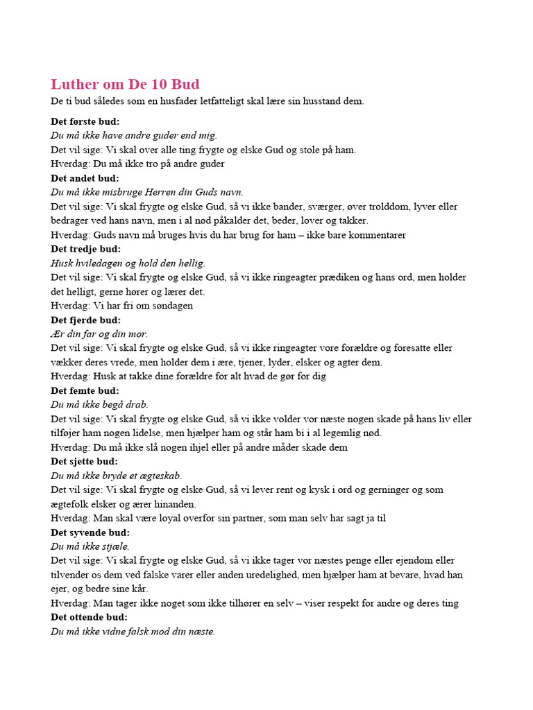 Luther Om de 10 Bud | PDF