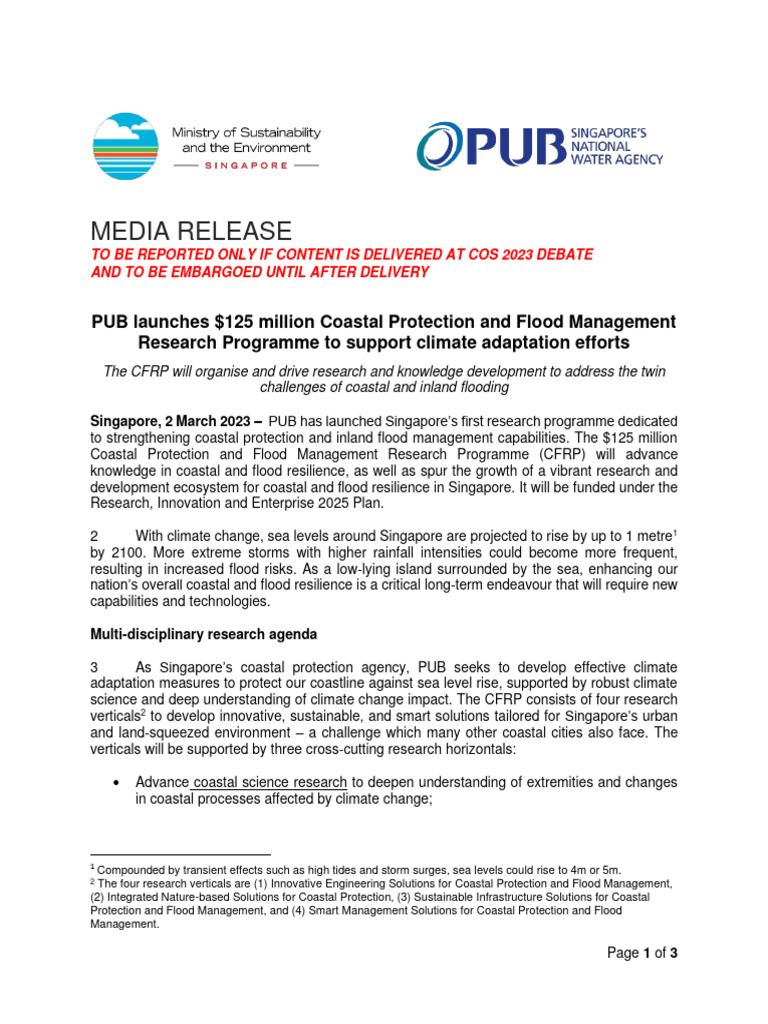 Annex H COS 2023 - Media Release PUB launches $125 million Coastal ...