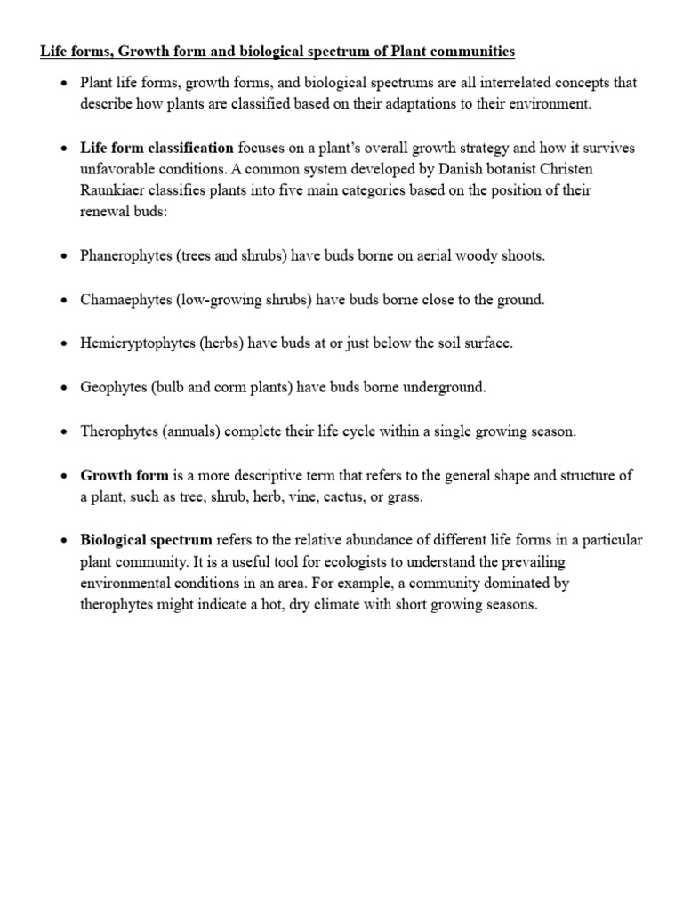 Life Form | PDF | Shrub | Plant Life Form