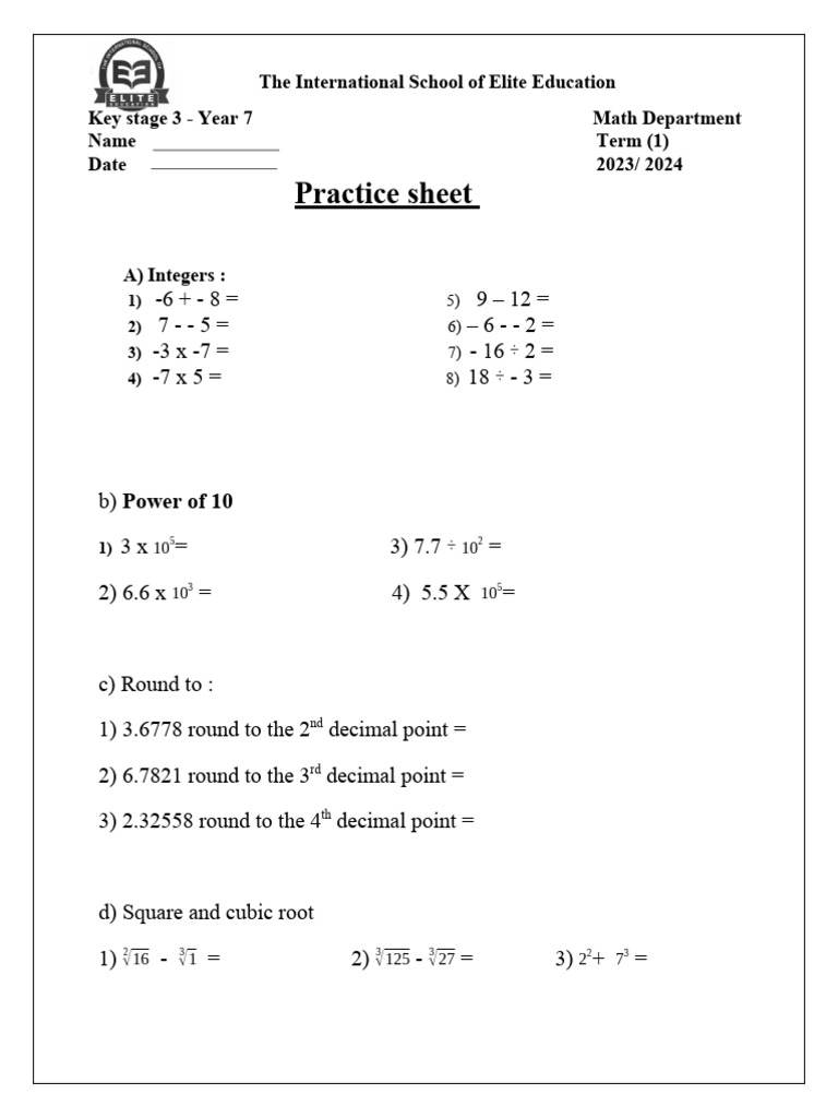 Practice Sheet | PDF