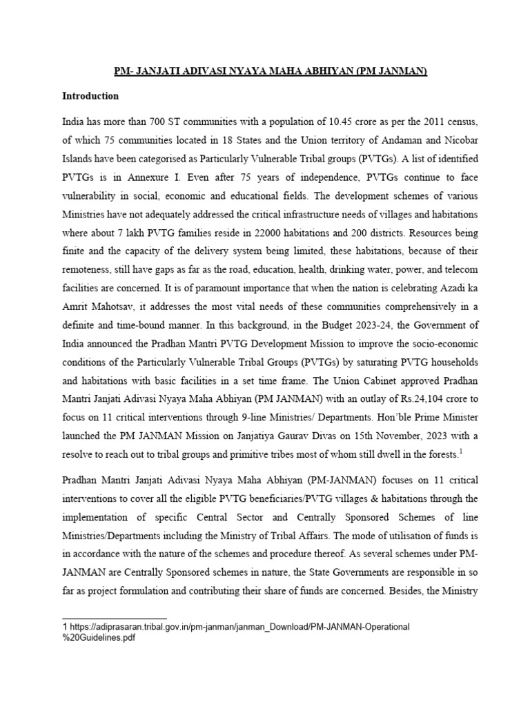 Compilation on PM Janman | PDF