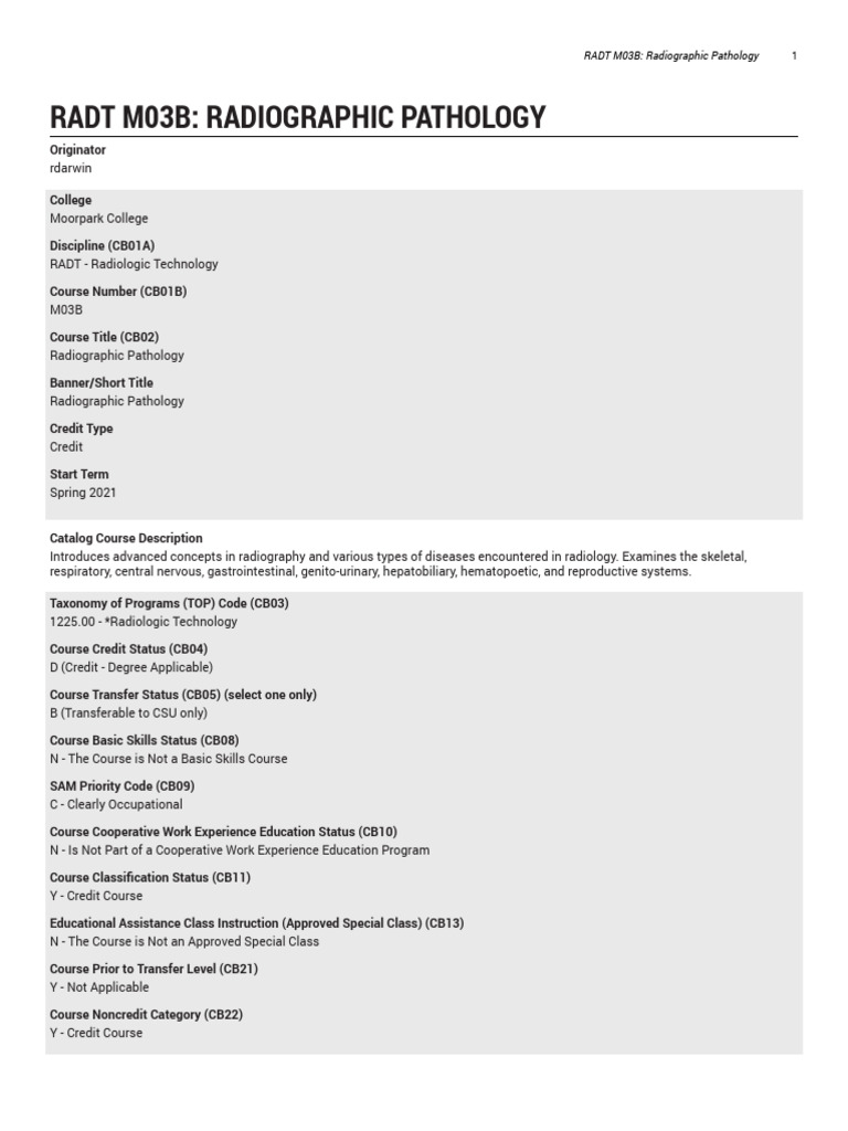 RADT M03B - Radiographic Pathology - 11.10.2020 | PDF | Educational ...