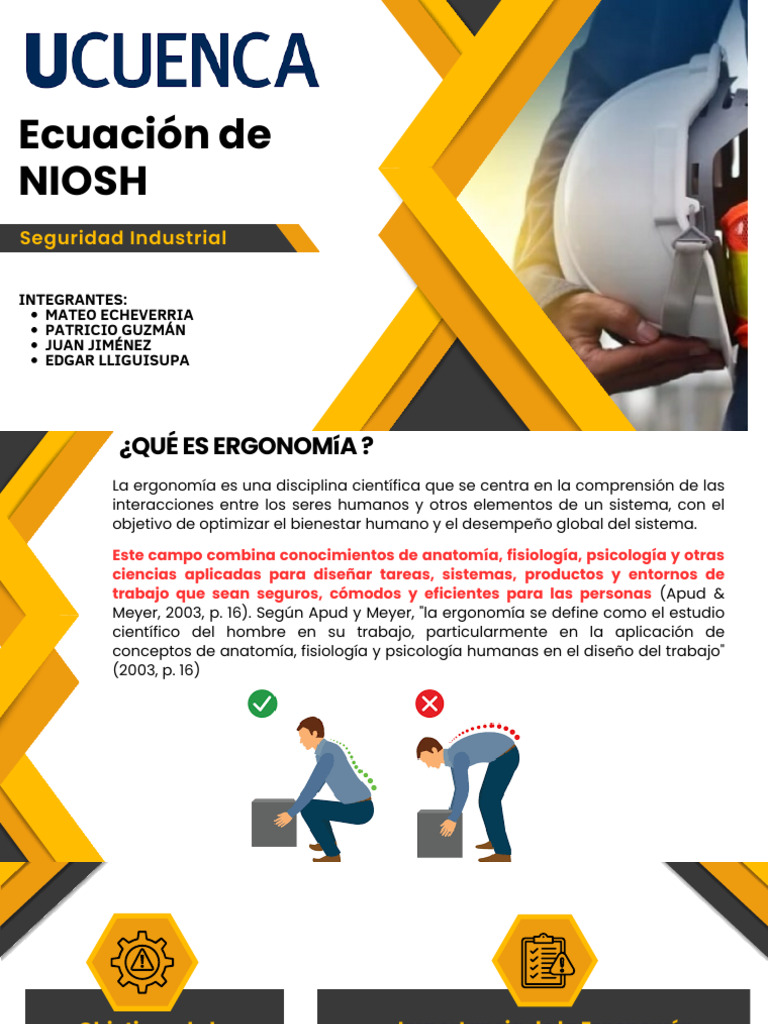 Ecuación de NIOSH | PDF | Factores humanos y ergonomía