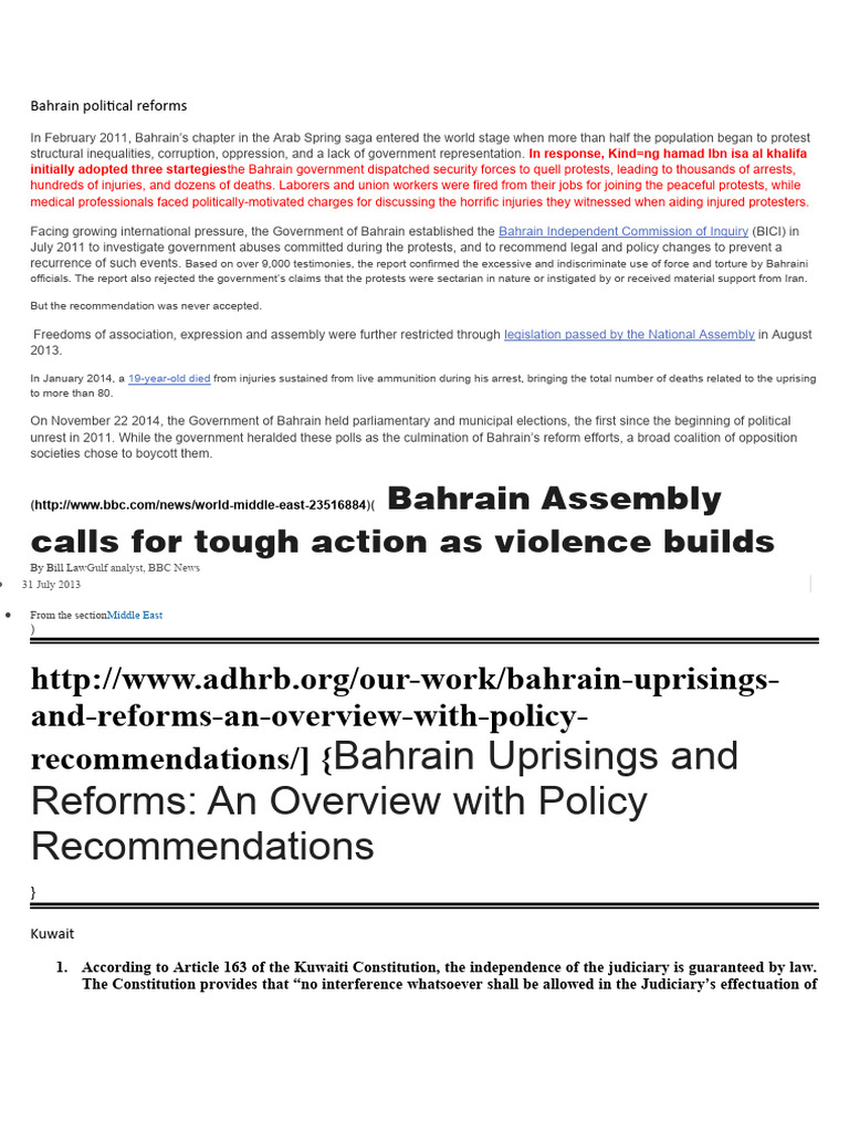 Bahrain Political Reforms | PDF | Human Trafficking | Bahrain
