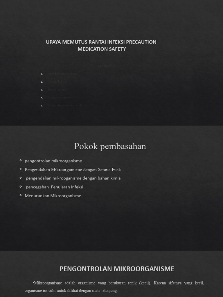 UPAYA MEMUTUS RANTAI INFEKSI PRECAUTION Kelompok 1 MK K3 | PDF ...