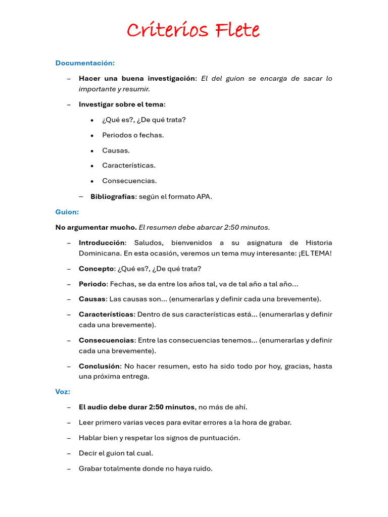 Criterios Flete | PDF