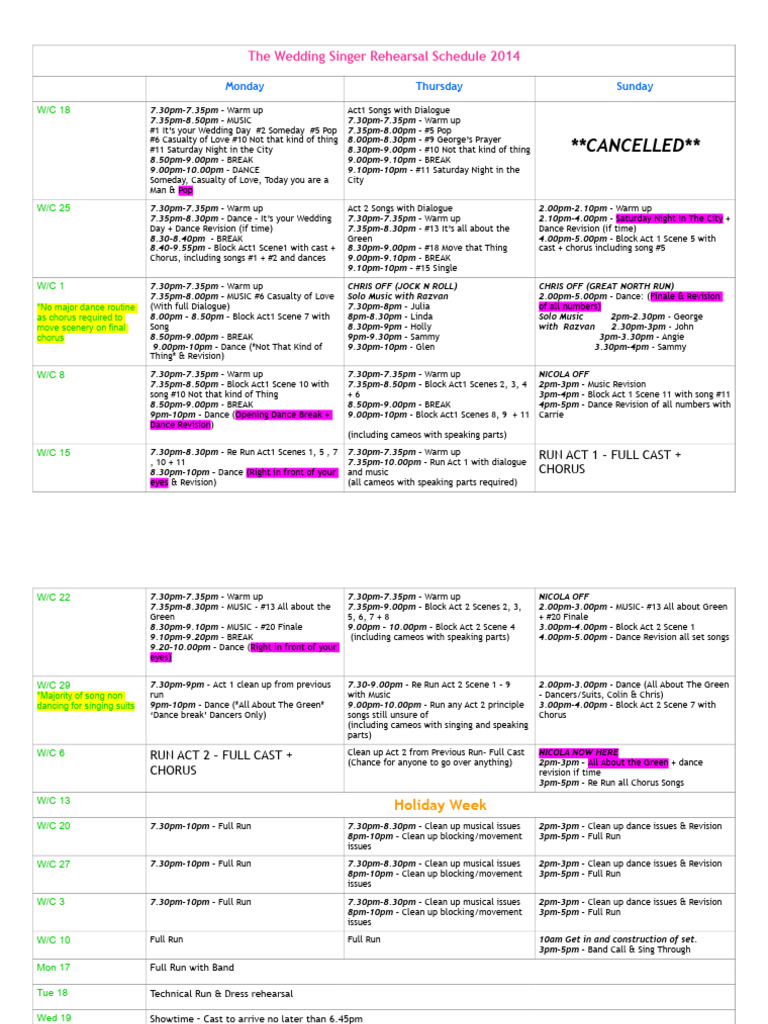 Wedding Singer Rehearsal | Download Free PDF | Entertainment ...