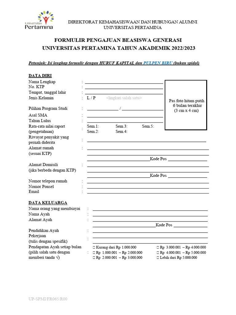 Formulir Pengajuan Beasiswa | PDF | Karier & Perkembangan