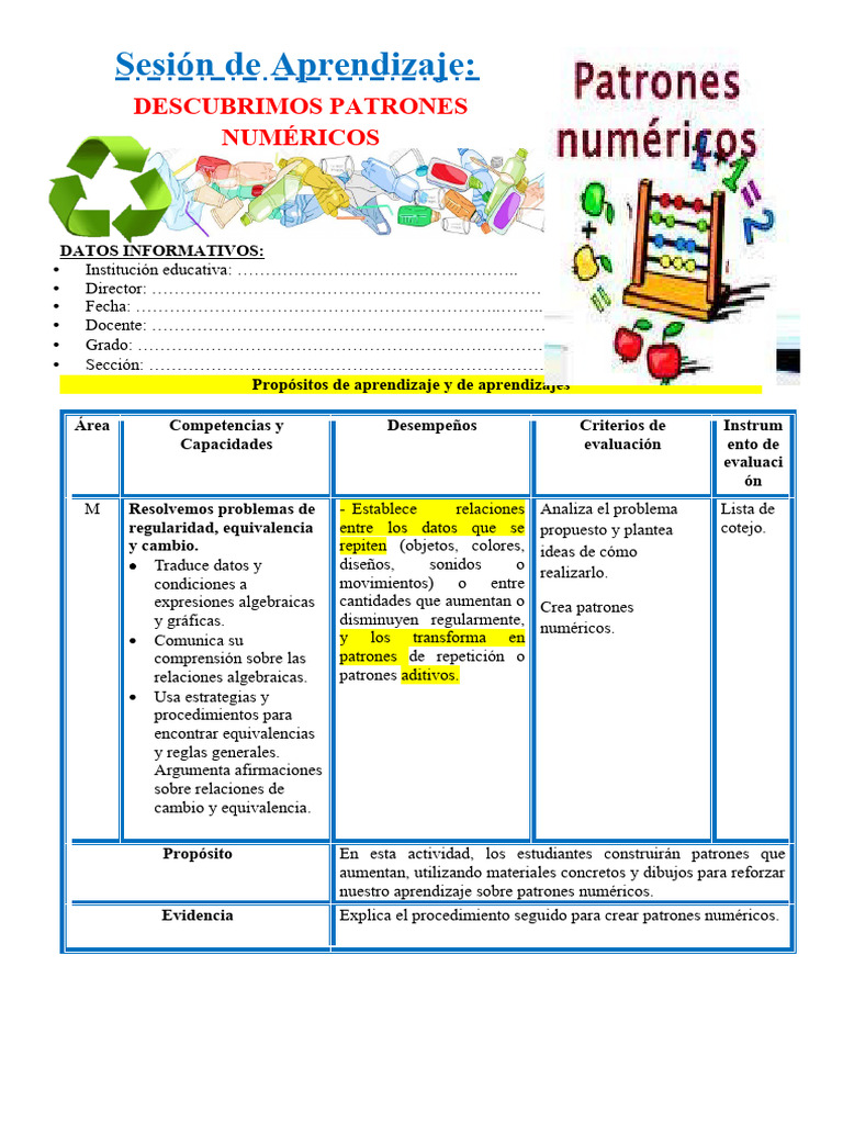 2° Sesión Día 4 Mat Descubrimos Patrones Numéricos | PDF | Aprendizaje ...