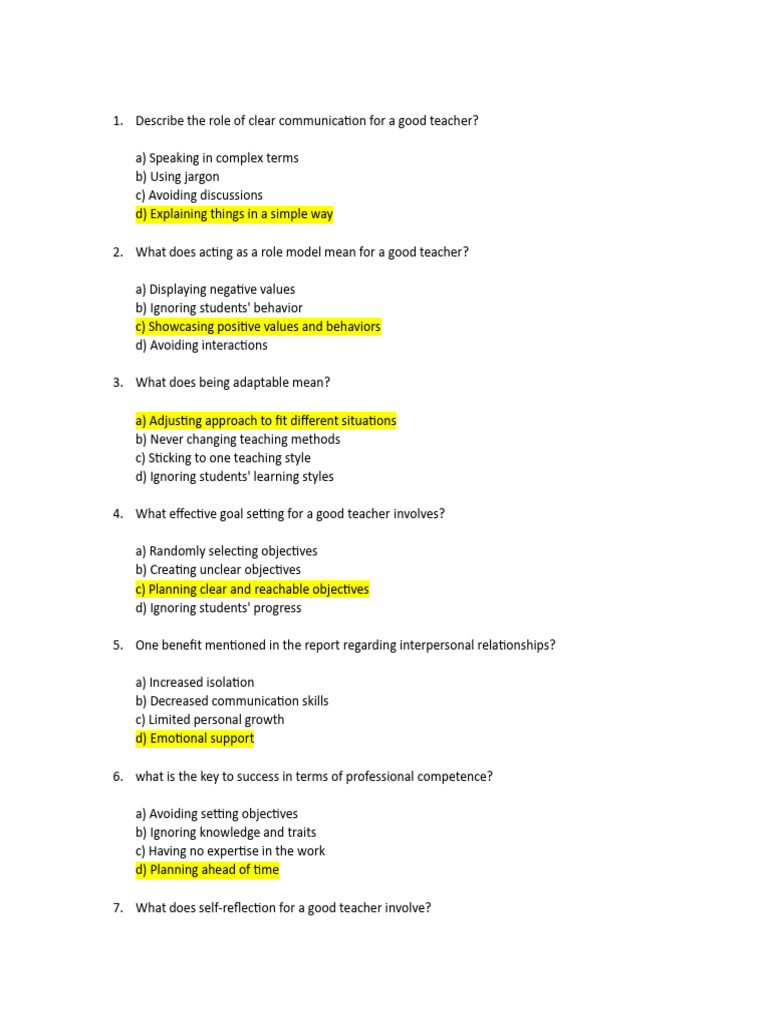 20-questions | PDF | Teachers | Learning