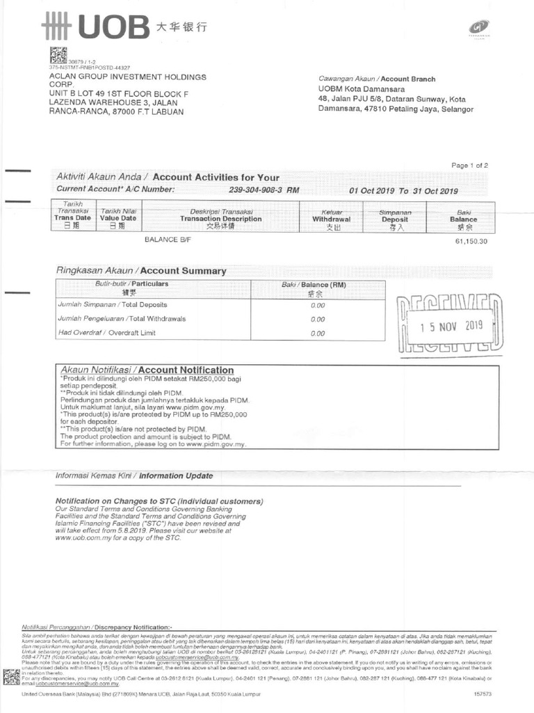 Account Summary for Aclan Group Holdings | PDF