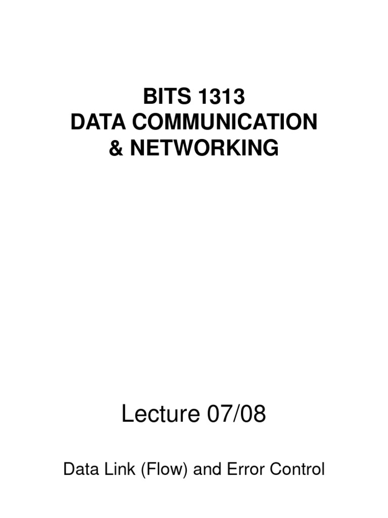 Lec 07 Dlc L08 Error Control Pdf Transmission Control Protocol