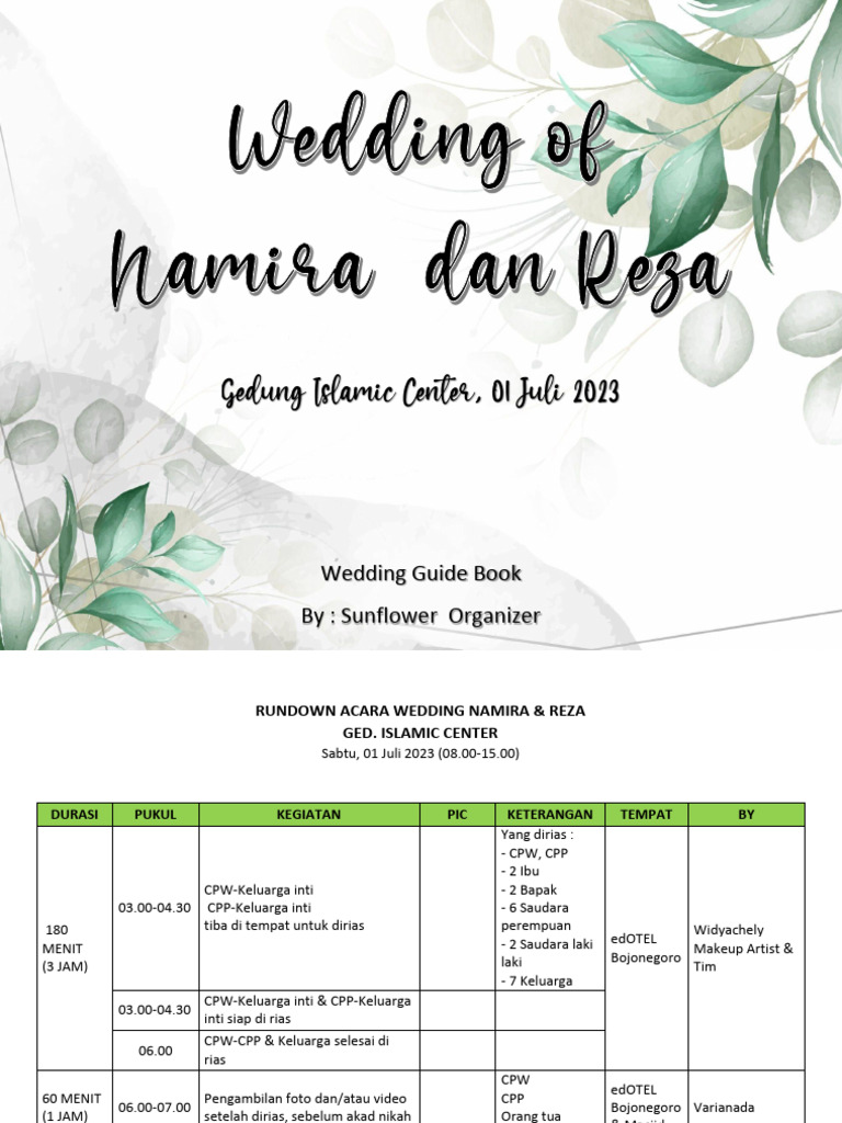 RUNDOWN ACARA WEDDING | PDF