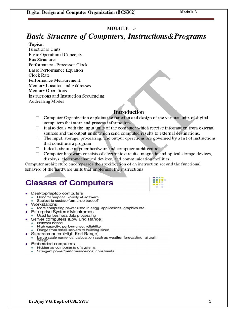 Basic Structure of Computers, Instructions &programs: Digital Design and Computer Organization ...