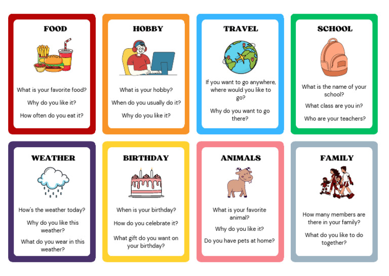 Colorful Conversation Cards | PDF