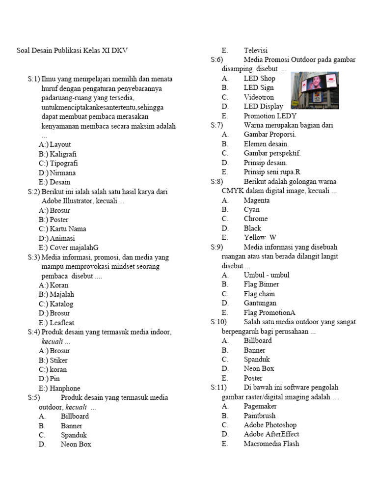 Soal Pat Desain Publikasi KLS Xi DKV | PDF