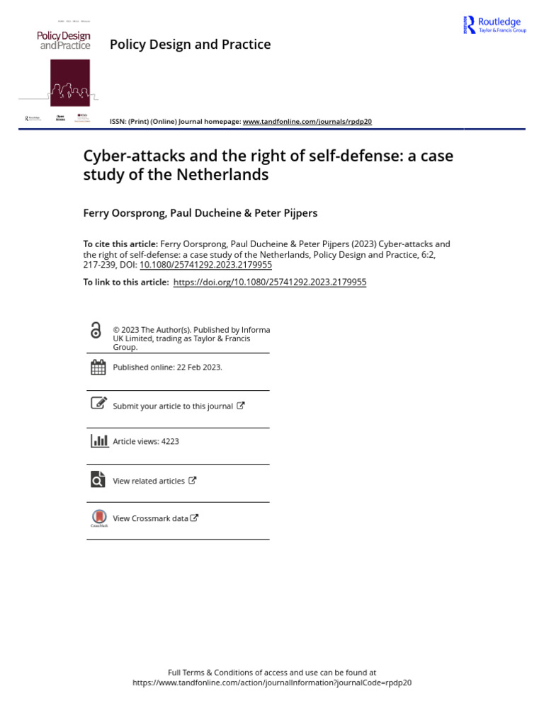 Cyber-Attacks and The Right of Self-Defense A Case Study of The ...
