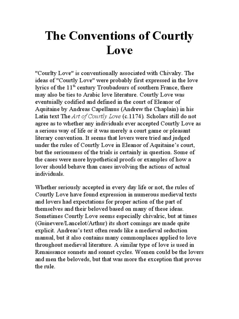 Conventions of Courtly Love Explained | PDF | Much Ado About Nothing ...