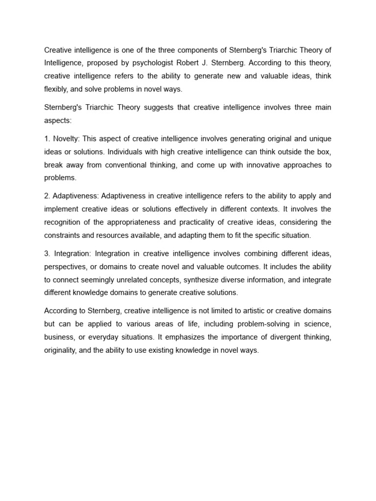 Creative Intelligence | PDF | Creativity | Intelligence