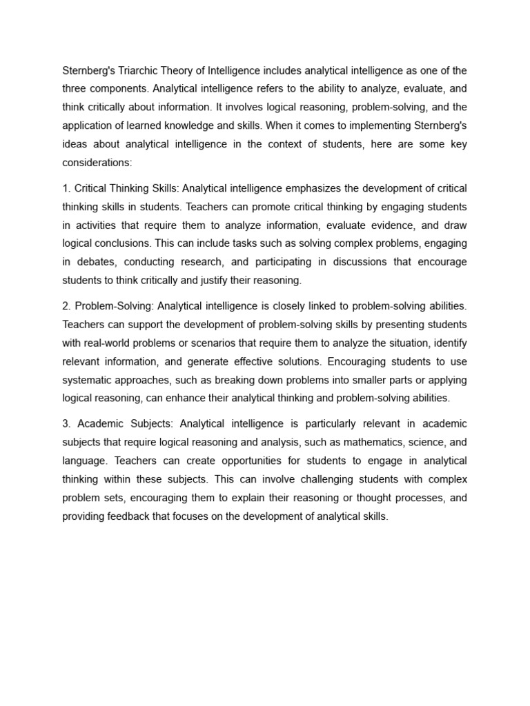 Analytical Intelligence | PDF | Critical Thinking | Thought