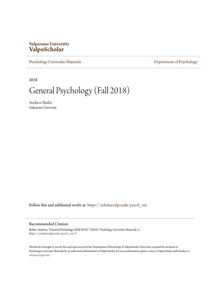 General Psychology (Fall 2018) | PDF | Psychology | Science