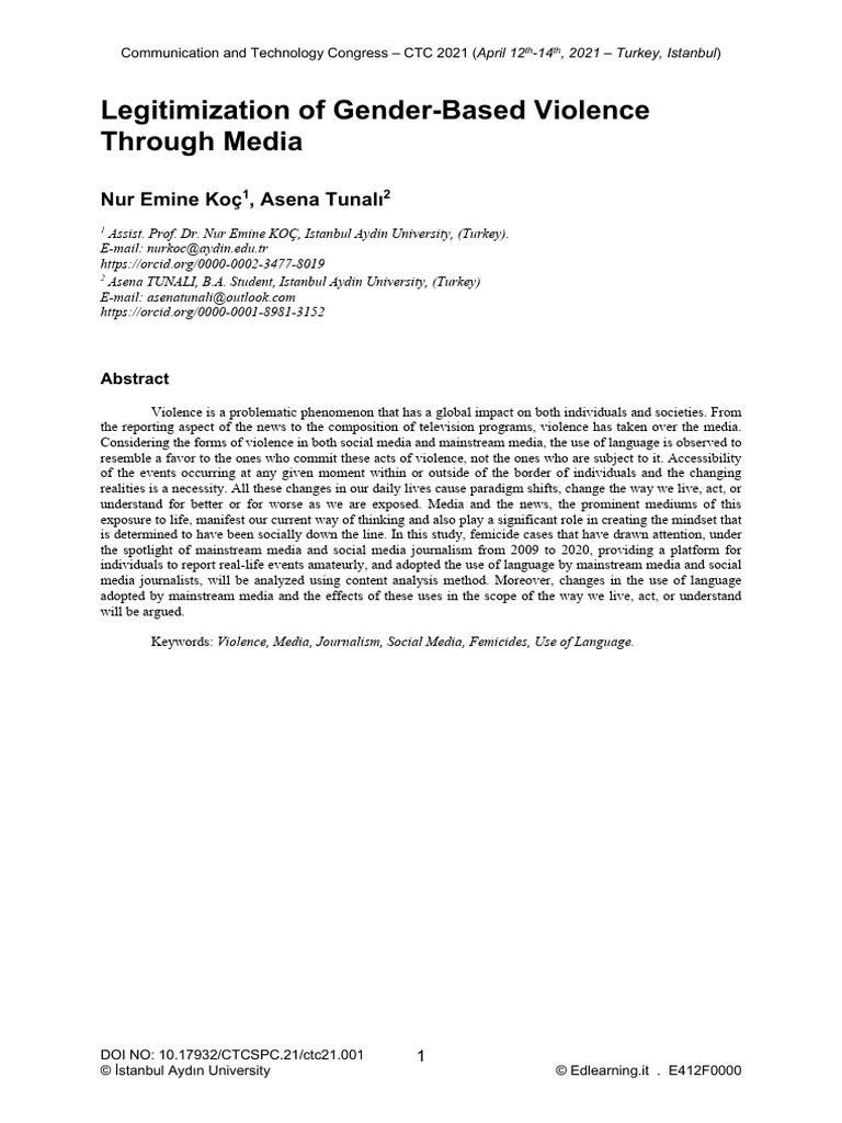 Media's Role in Gender Violence Representation | PDF | Violence ...