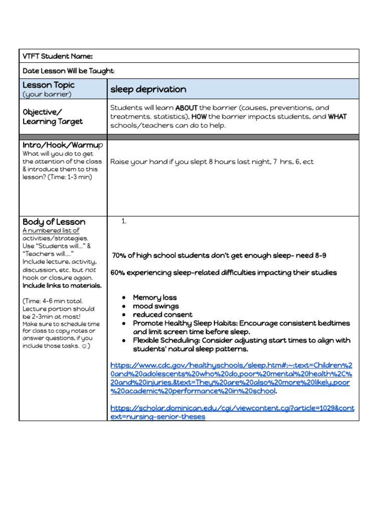 Marge Lundberg - Barrier Mini-Lesson Plan Template | PDF | Wellness