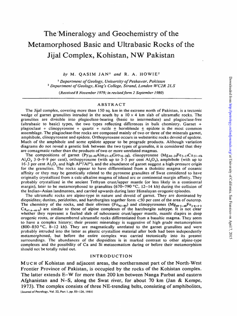 1980 Qasim Jan | PDF | Petrology | Geology