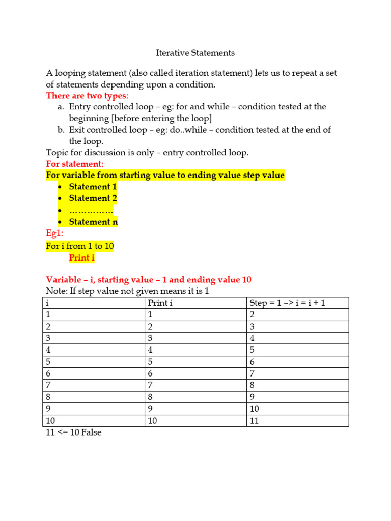 Iterative Statements | PDF | Control Flow | Iteration