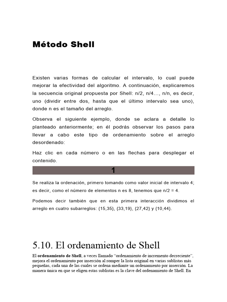 Método Shell | PDF | Programación de computadoras | Algoritmos