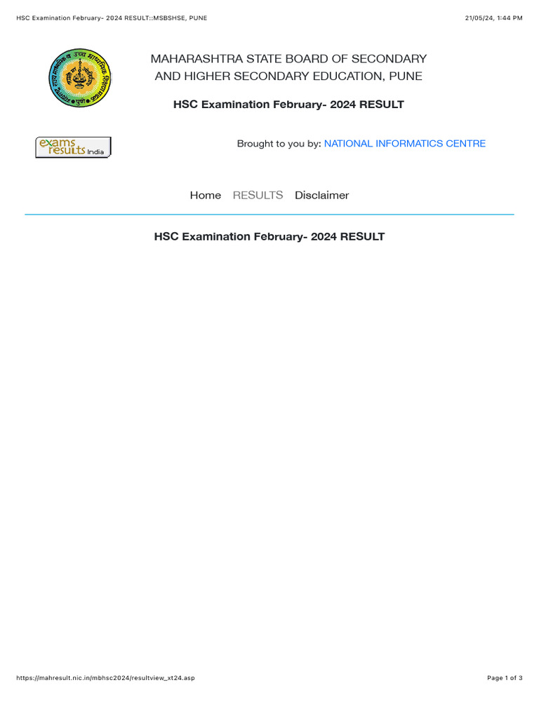 HSC February 2024 Results - MSBSHSE | PDF | Secondary Education ...