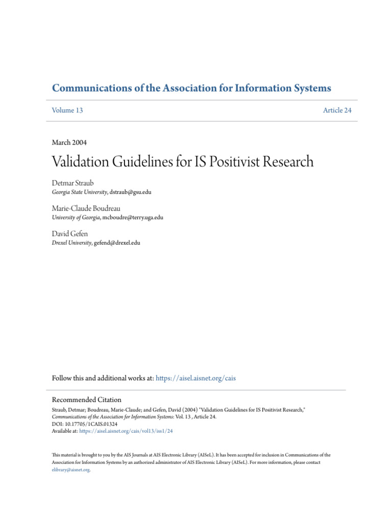Straub 2004 | PDF | Validity (Statistics) | Structural Equation Modeling