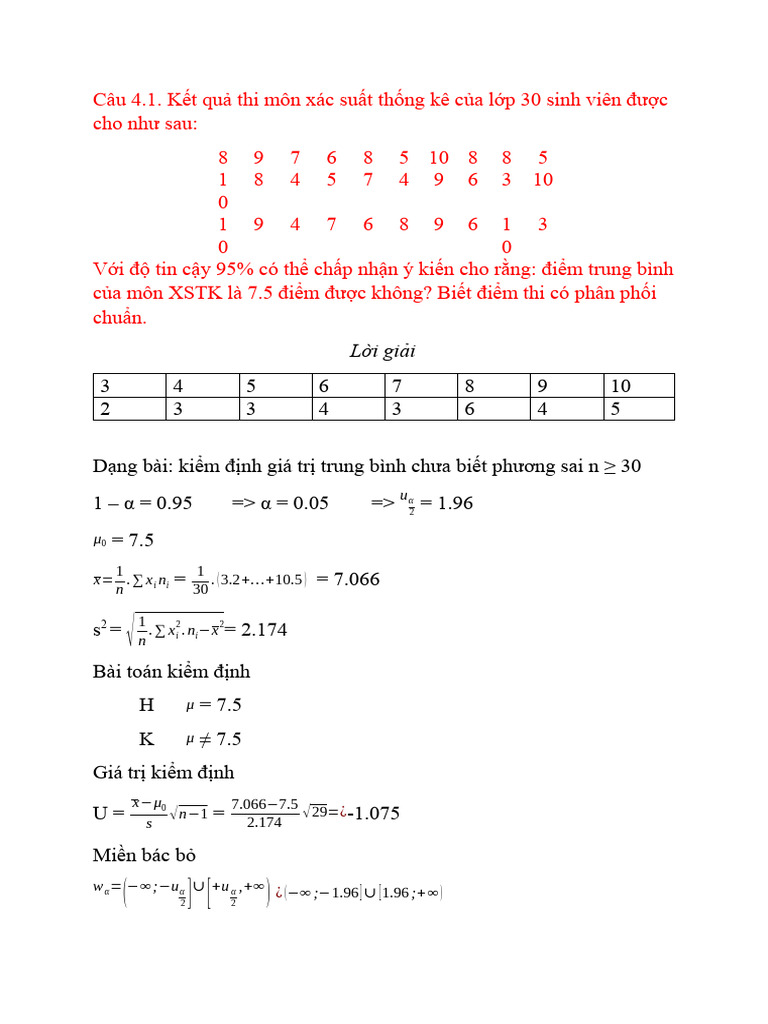 Bài tập chương 4 xstk - Nhóm 1 | PDF