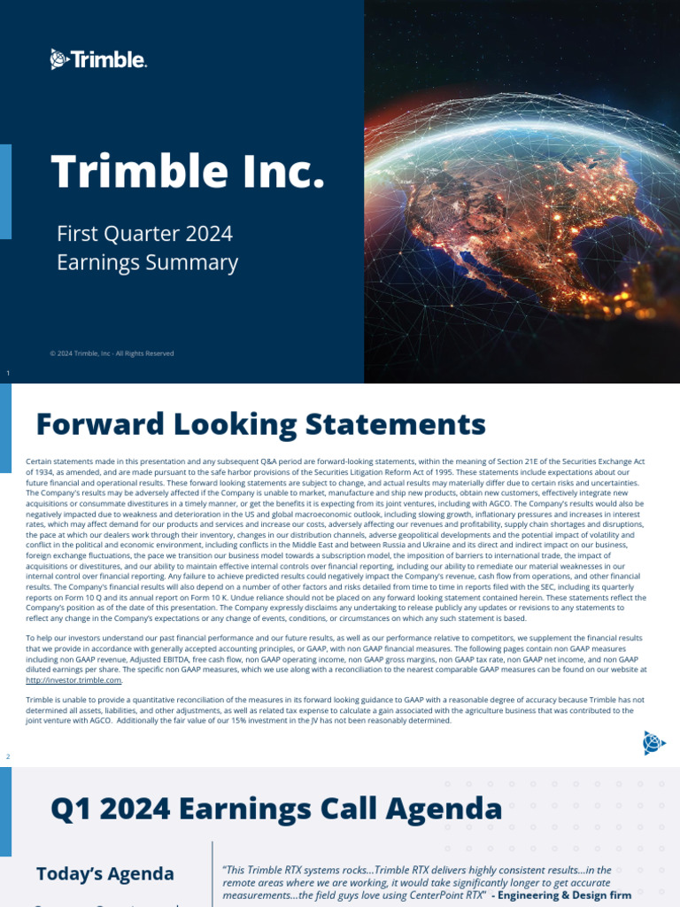 Trimble-Q1-24-Earnings-Presentation | PDF | Generally Accepted ...