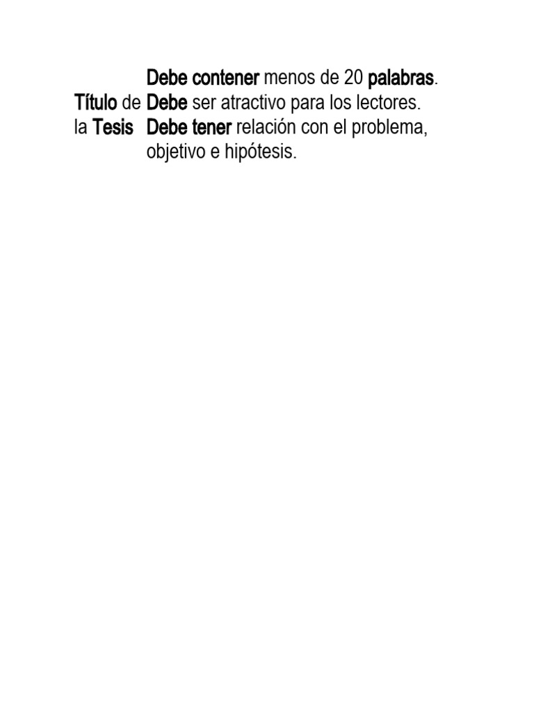 Título de La Tesis 20 PALABRAS | PDF