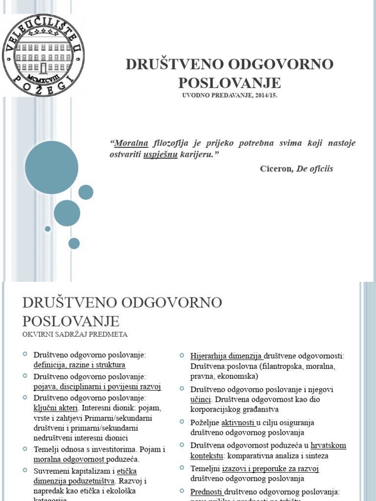 Društveno Odgovorno Poslovanje | PDF