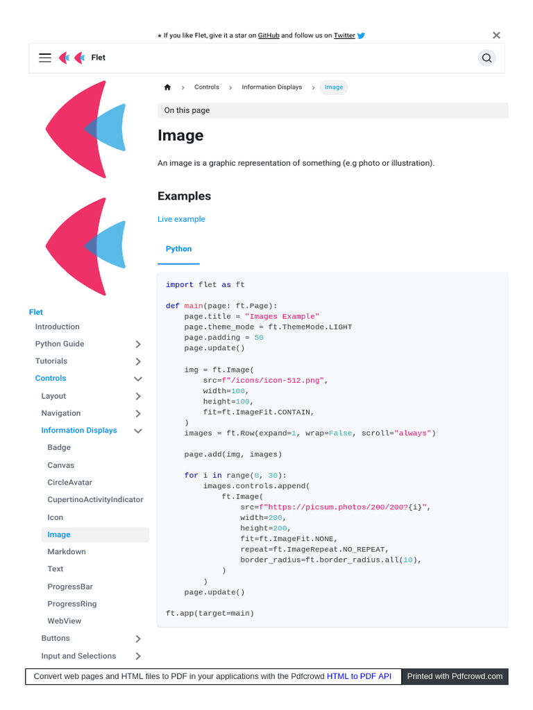 Flet Dev Docs Controls Image Pdf Html Page Layout